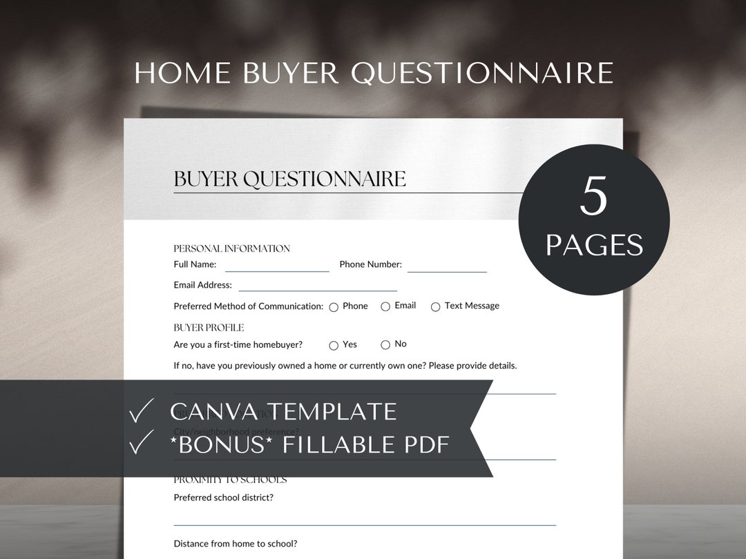 Buyer Questionnaire Real Estate Buyer Consultation Questionnaire Buyer ...