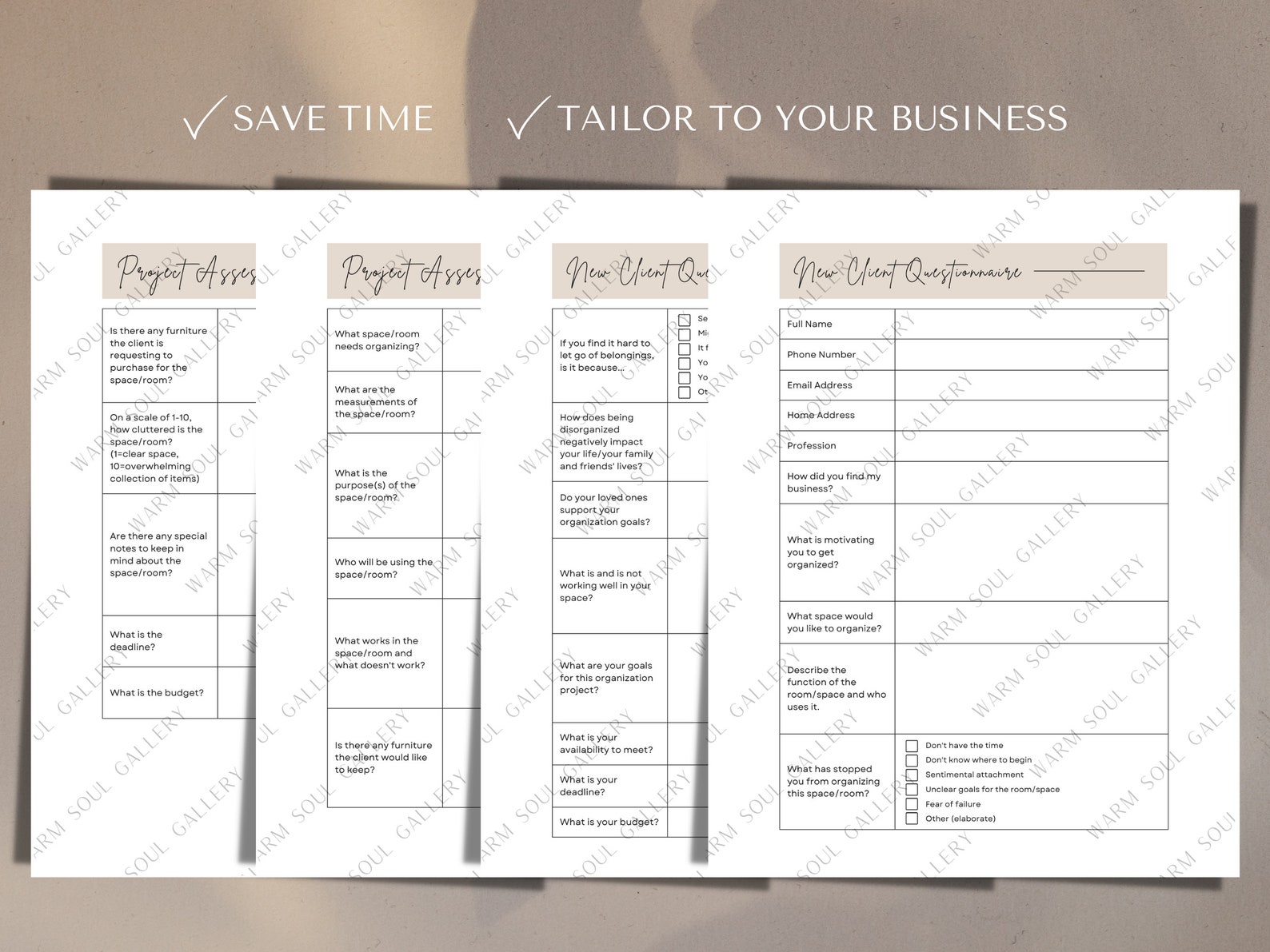 Professional Organizer Business Forms Client Intake Forms Professional ...