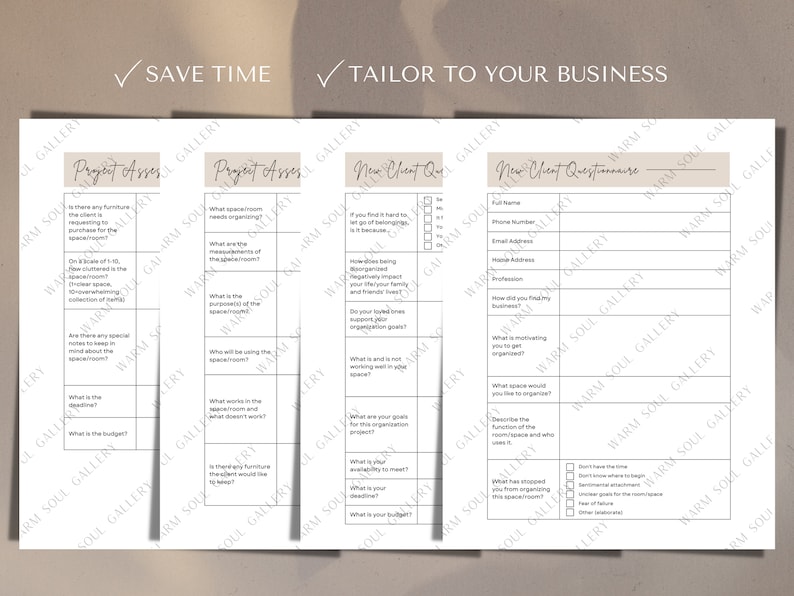 Professional Organizer Business Forms Client Intake Forms Professional ...