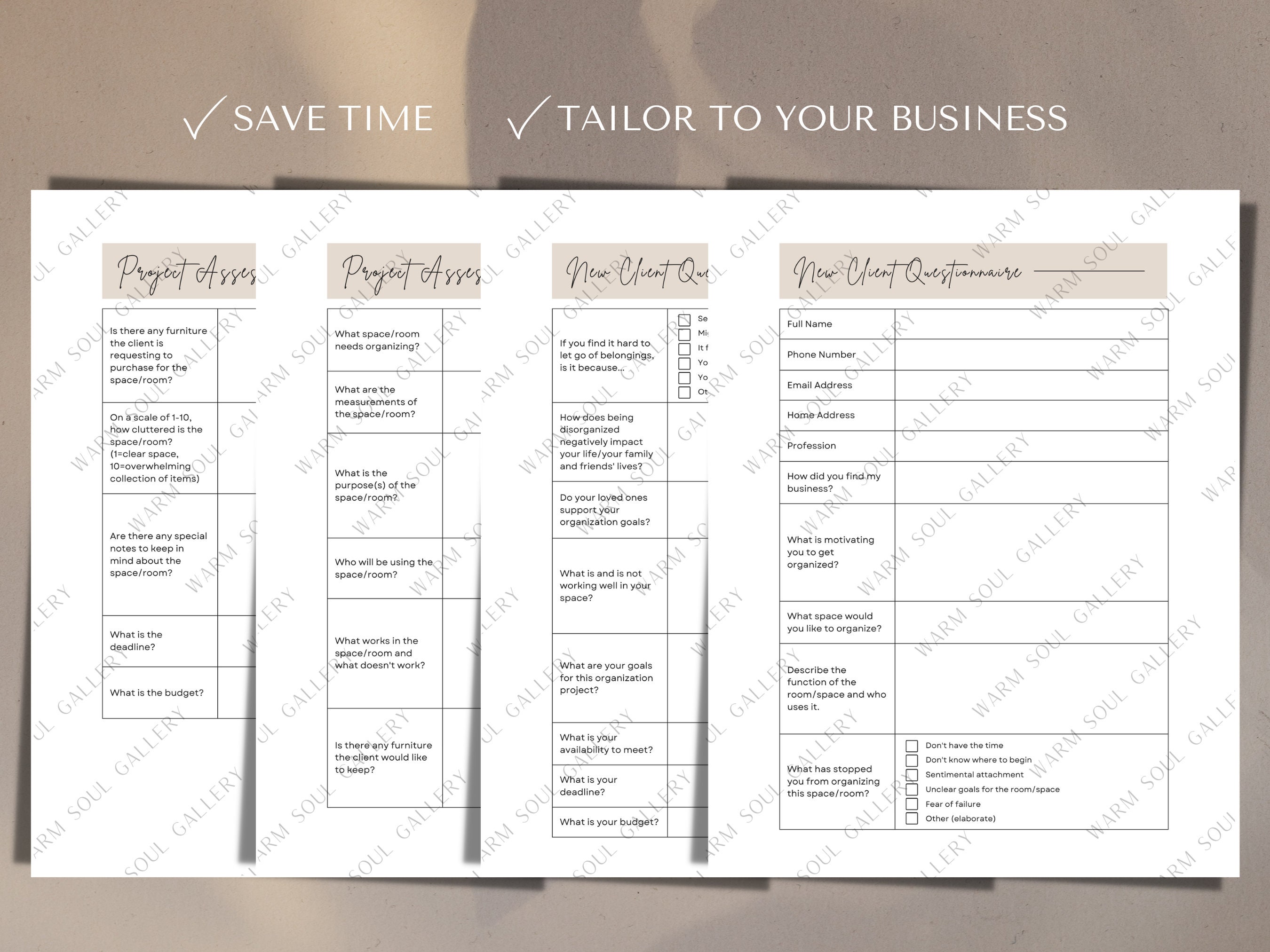 Professional Organizer Business Forms Client Intake Forms Professional ...