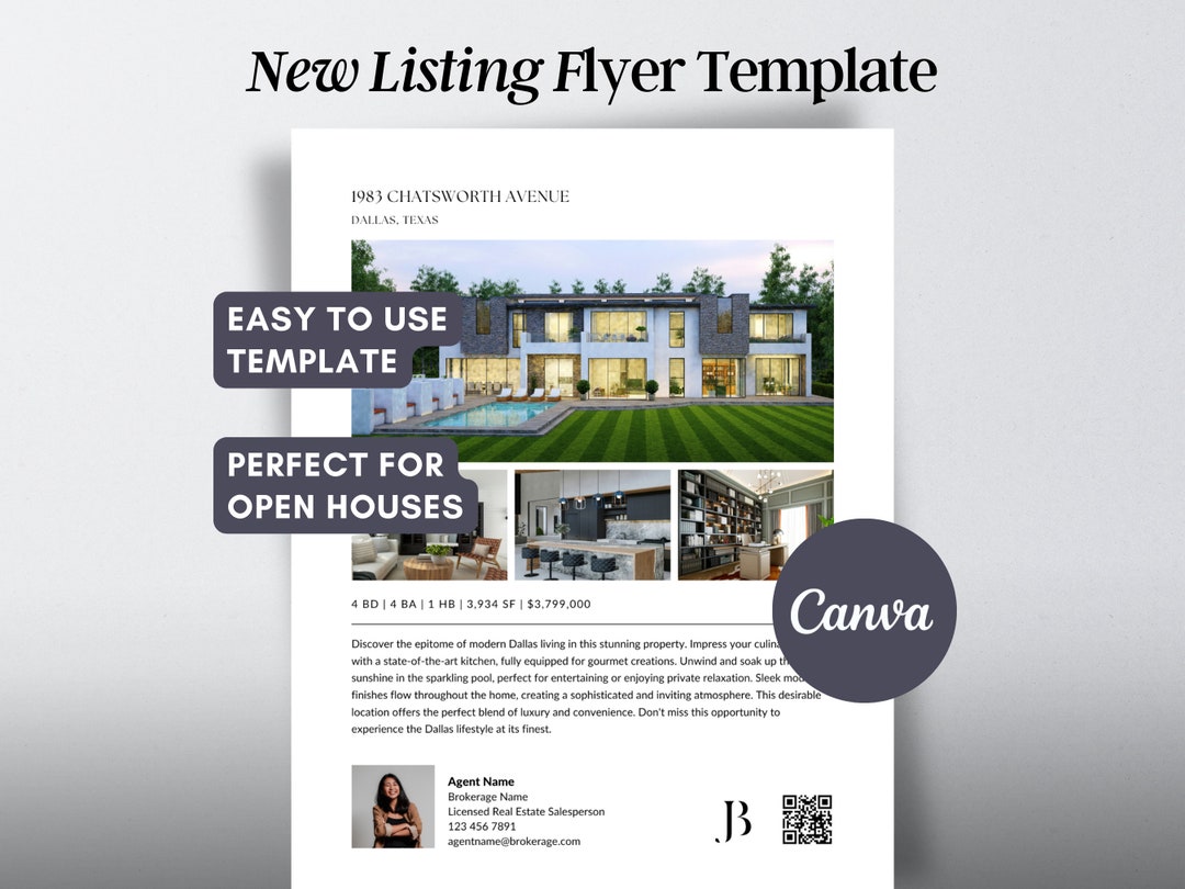 New Listing Flyer Template Just Listed Real Estate Flyer Open House ...