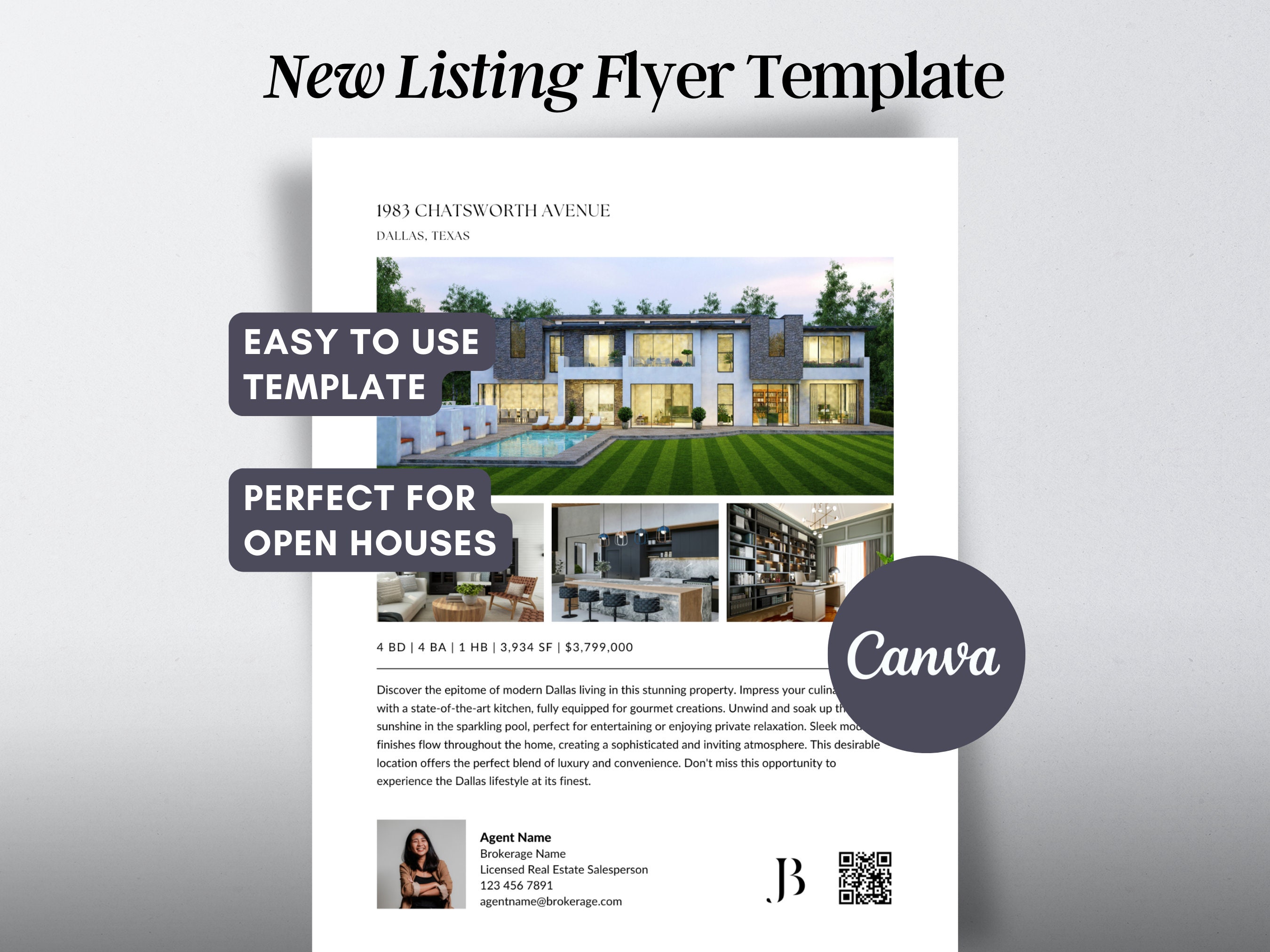 New Listing Flyer Template Just Listed Real Estate Flyer Open House ...