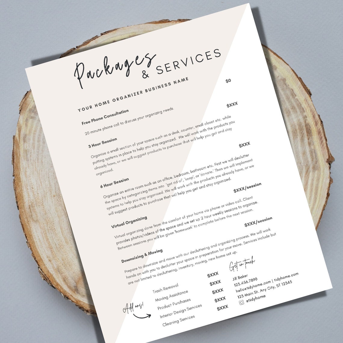 Professional Home Organizer Services and Packages Template DIY ...