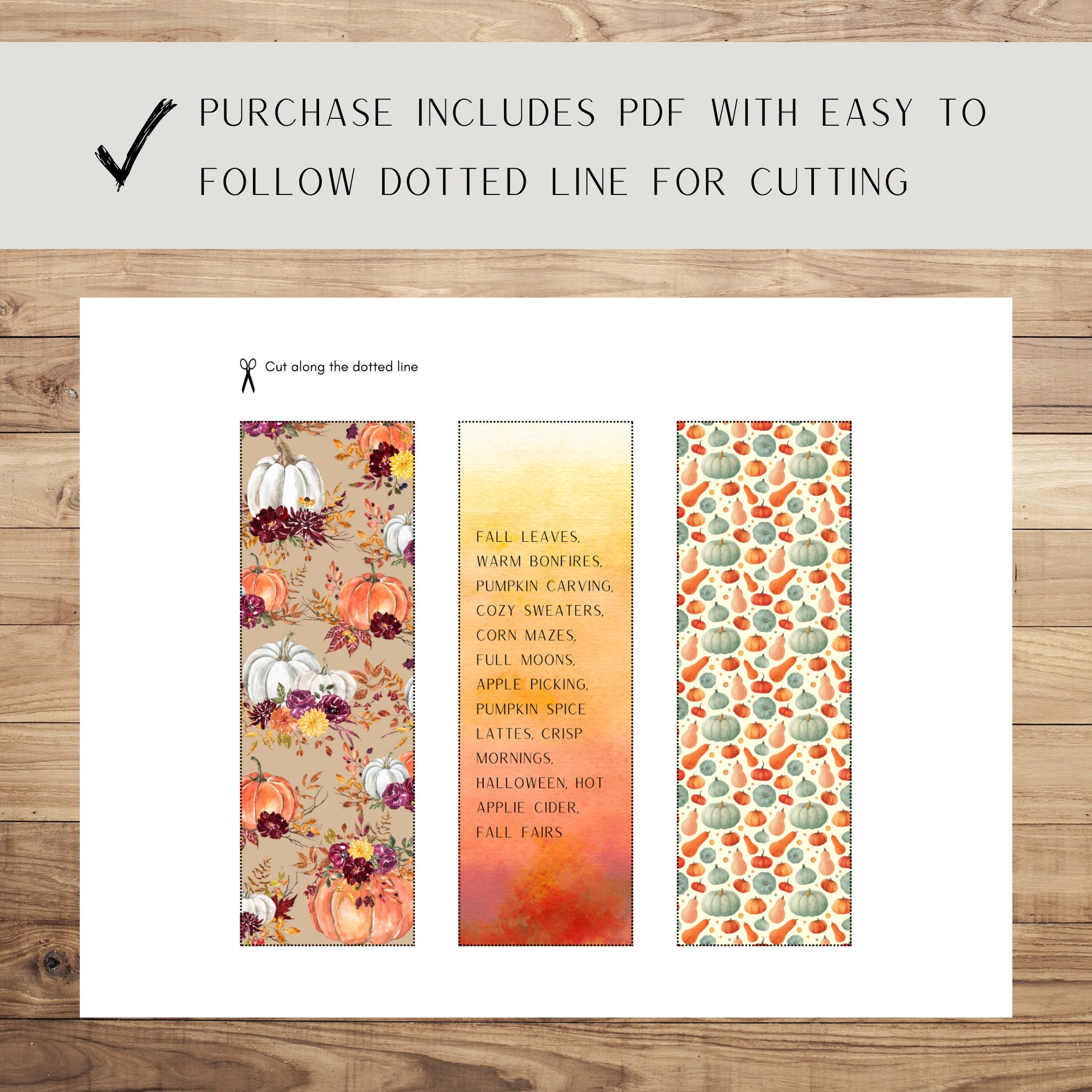 Printable Fall Autumn Bookmarks Template Instant Download Fall - Etsy