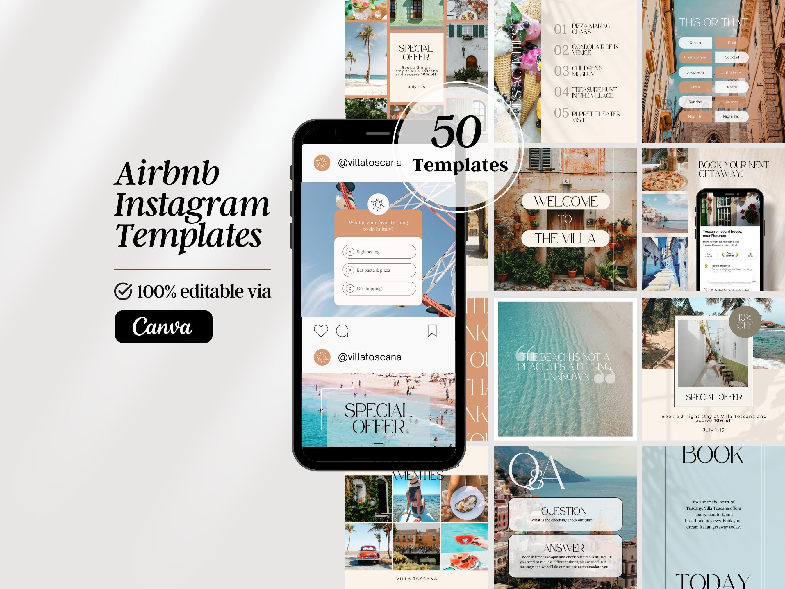 Airbnb Instagram Template Bundle Airbnb Social Media Post Vacation ...