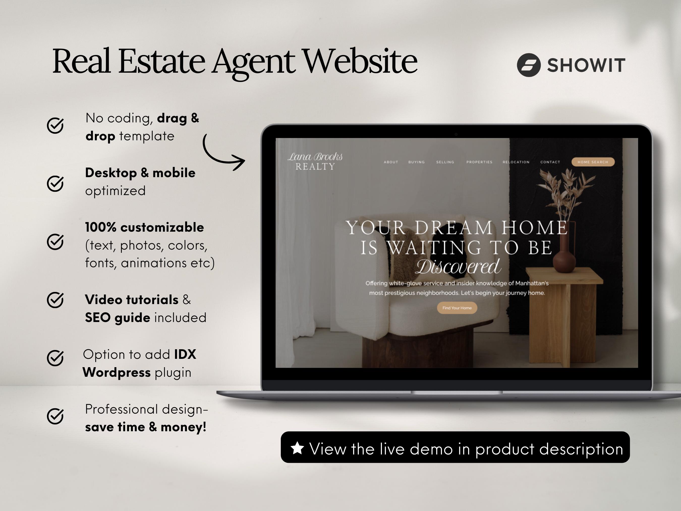 Realtor Website Showit Template Luxury Real Estate Website Design MLS ...