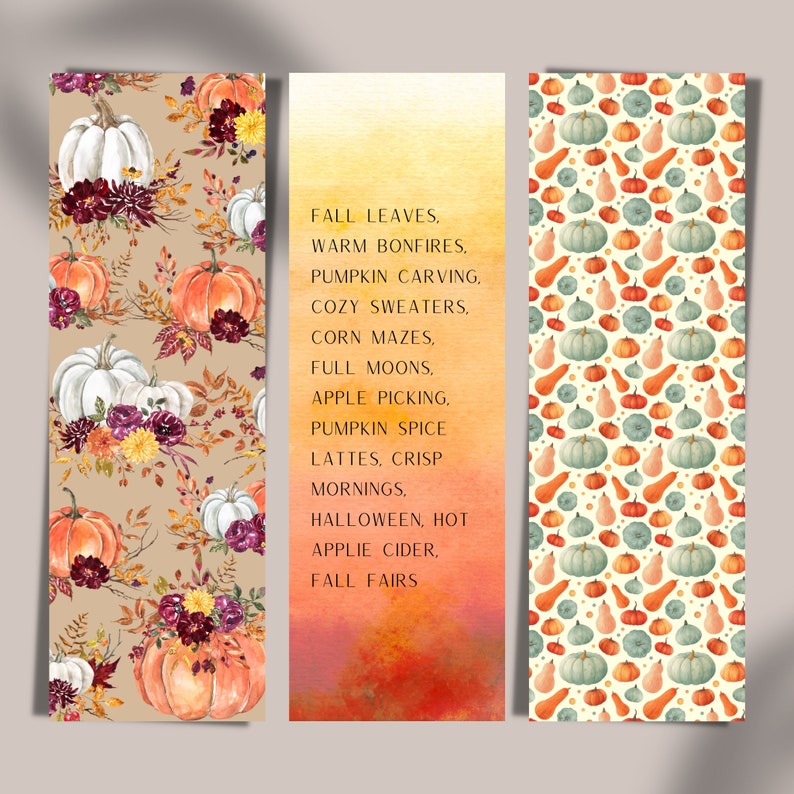 Printable Fall Autumn Bookmarks Template Instant Download Fall - Etsy
