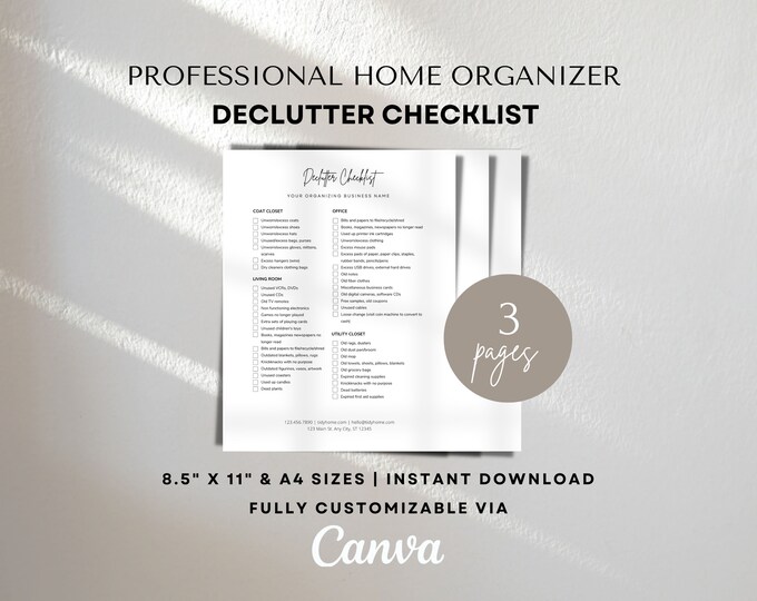 Printable, Declutter Challenge Checklist, PNG, PDF, Instant Download ...