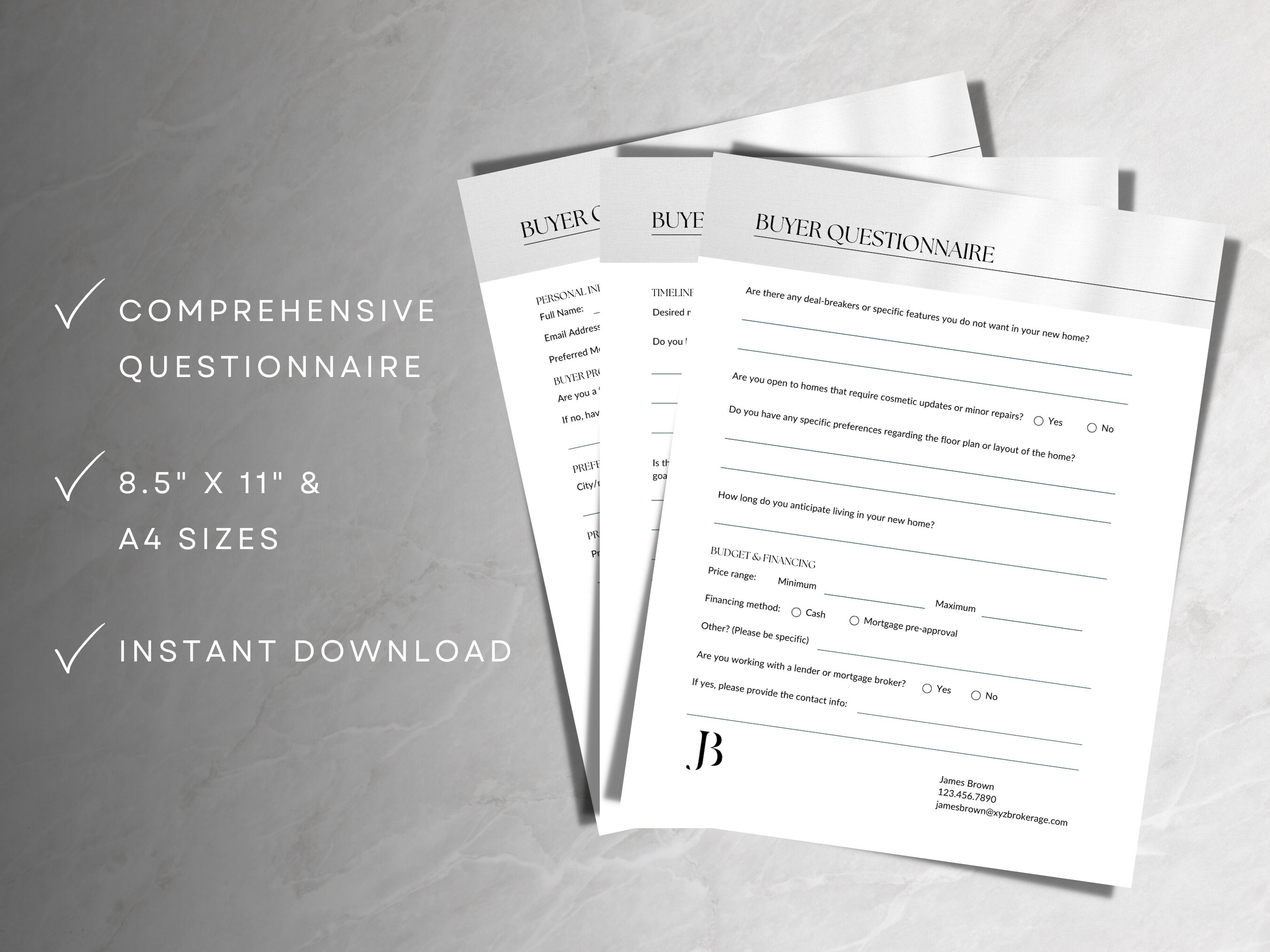 Buyer Questionnaire Real Estate Buyer Consultation Questionnaire Buyer ...