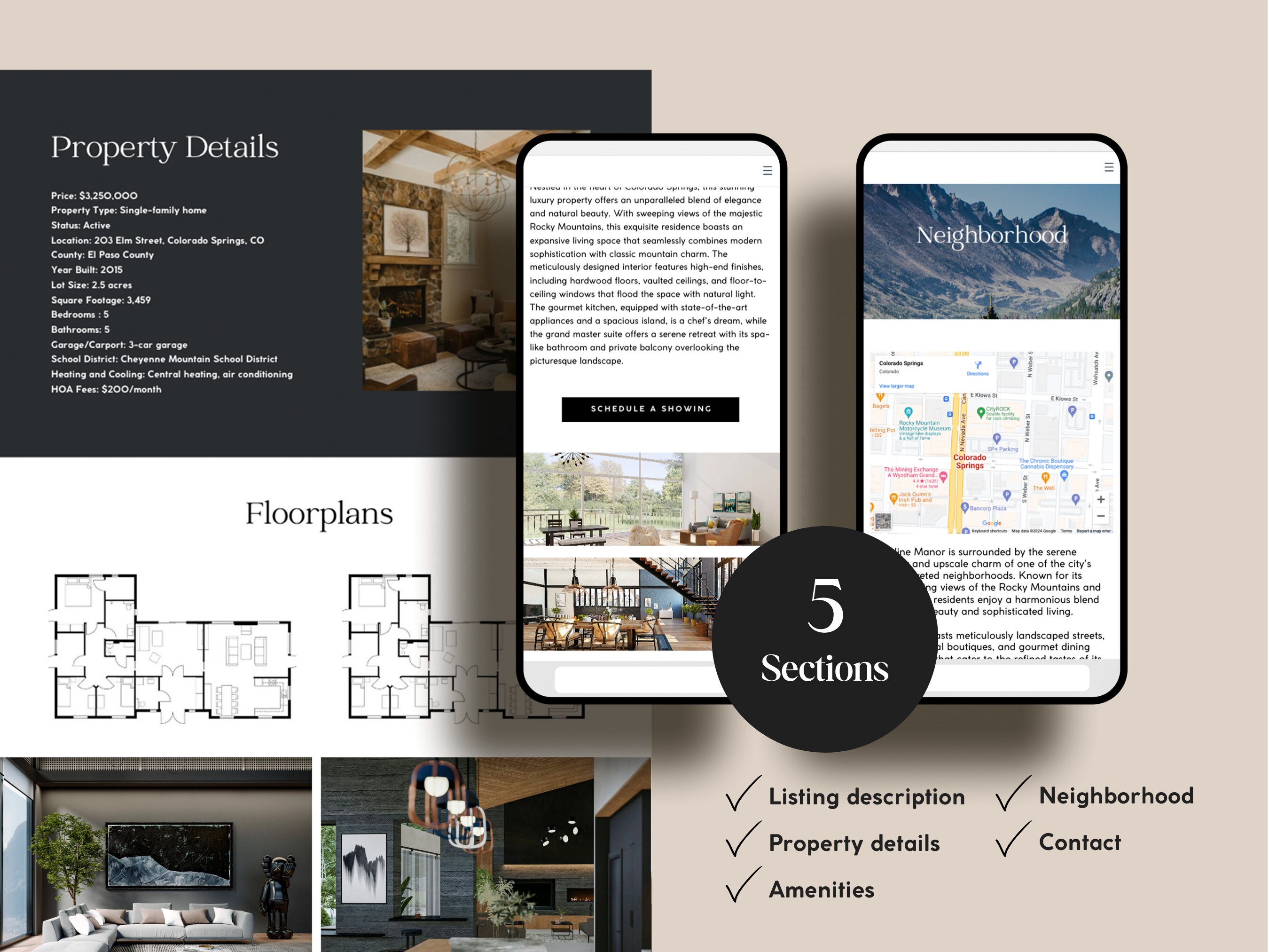 Landing Page Real Estate Website Canva Single Listing Website Template ...