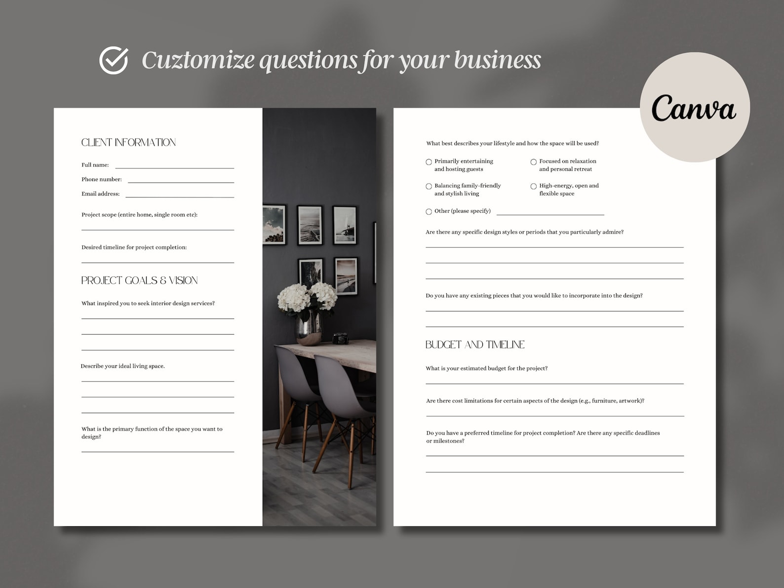Interior Designer Consultant Client Questionnaire Professional Interior ...