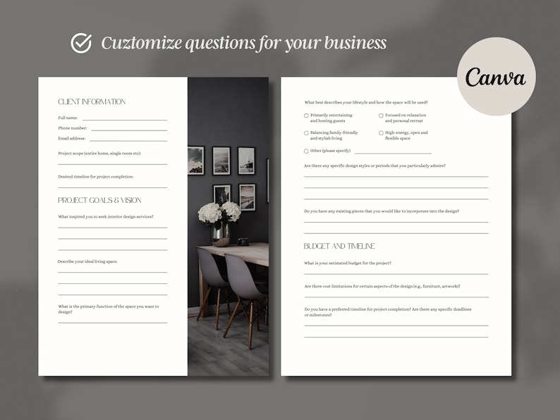 Interior Designer Consultant Client Questionnaire Professional Interior ...