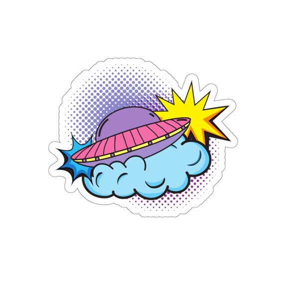 UFO Sticker UFO Cartoon Alien Pop Art // Die-cut Stickers - Etsy Hong Kong