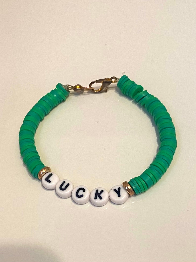 St. Patricks Day Clay Bead Bracelet - Etsy