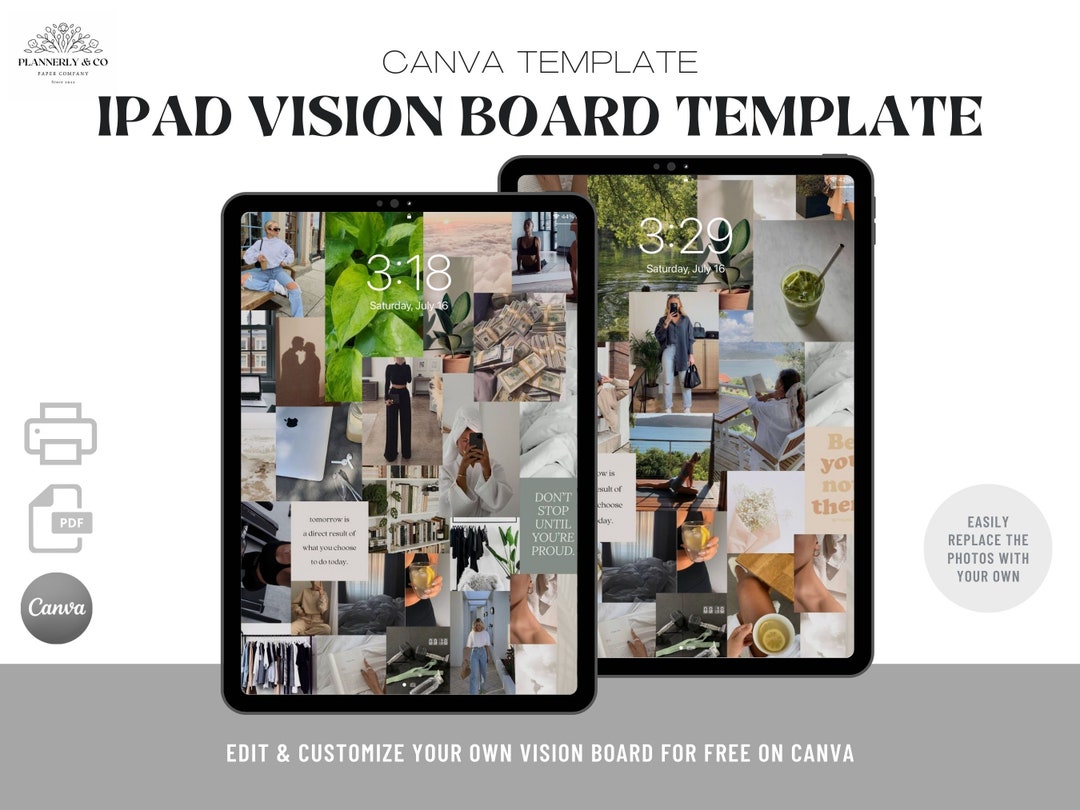 Vision Board Editable Canva Template - iPad Wallpaper - Dream ...