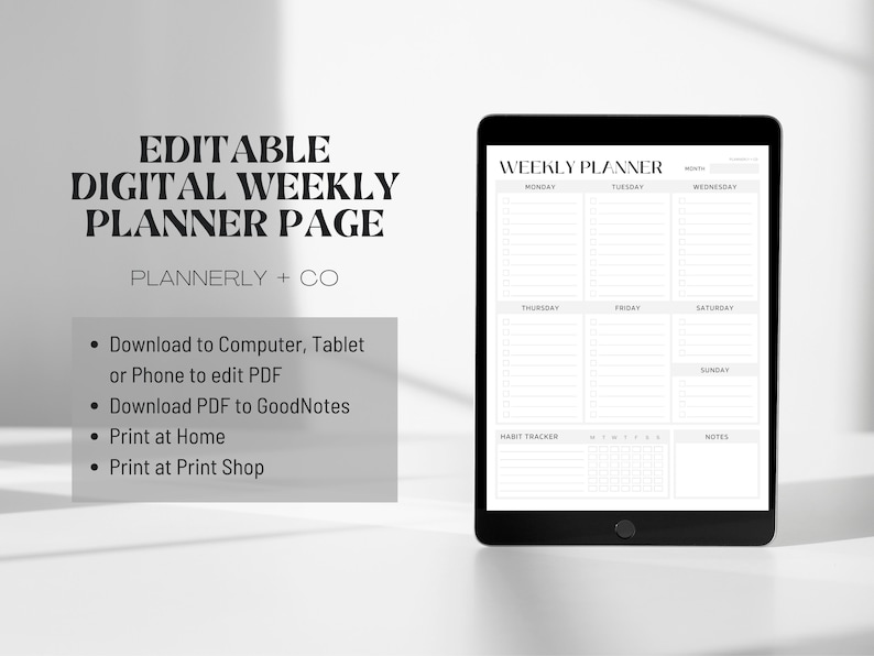 Editable Weekly Planner Template Instant Digital Download PDF - Etsy