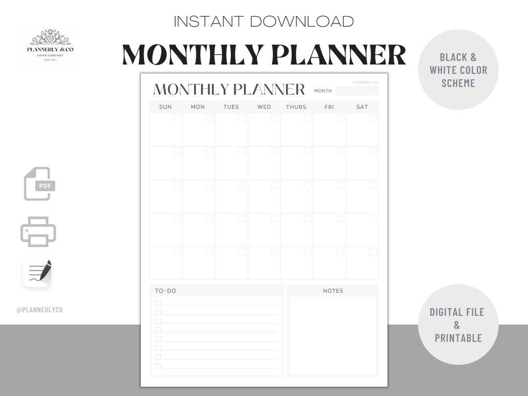 Editable Monthly Planner Template - Instant Digital Download - PDF - Etsy