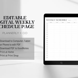 Editable Weekly Schedule Template - Instant Digital Download - PDF ...