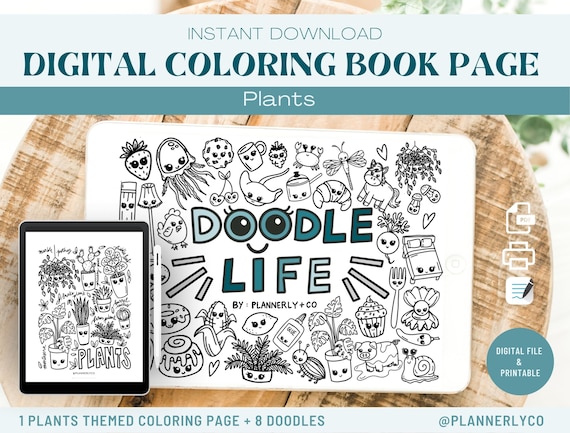 Digital Coloring Book Page Plants Printable Sheets PDF - Etsy