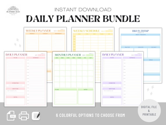 Editable Planner Templates Daily Weekly Monthly Planners - Etsy