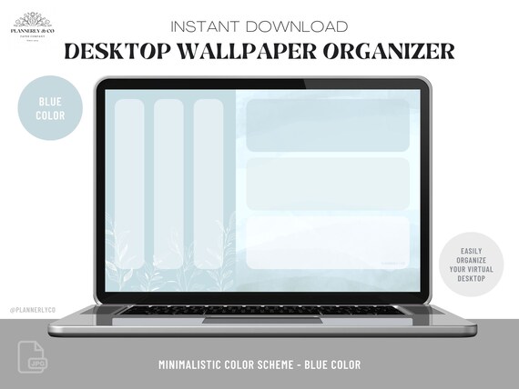 Desktop Wallpaper Organizer Blue Color Scheme Minimal - Etsy