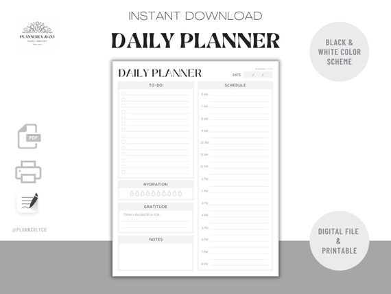 Editable Daily Planner Template Instant Digital Download - Etsy