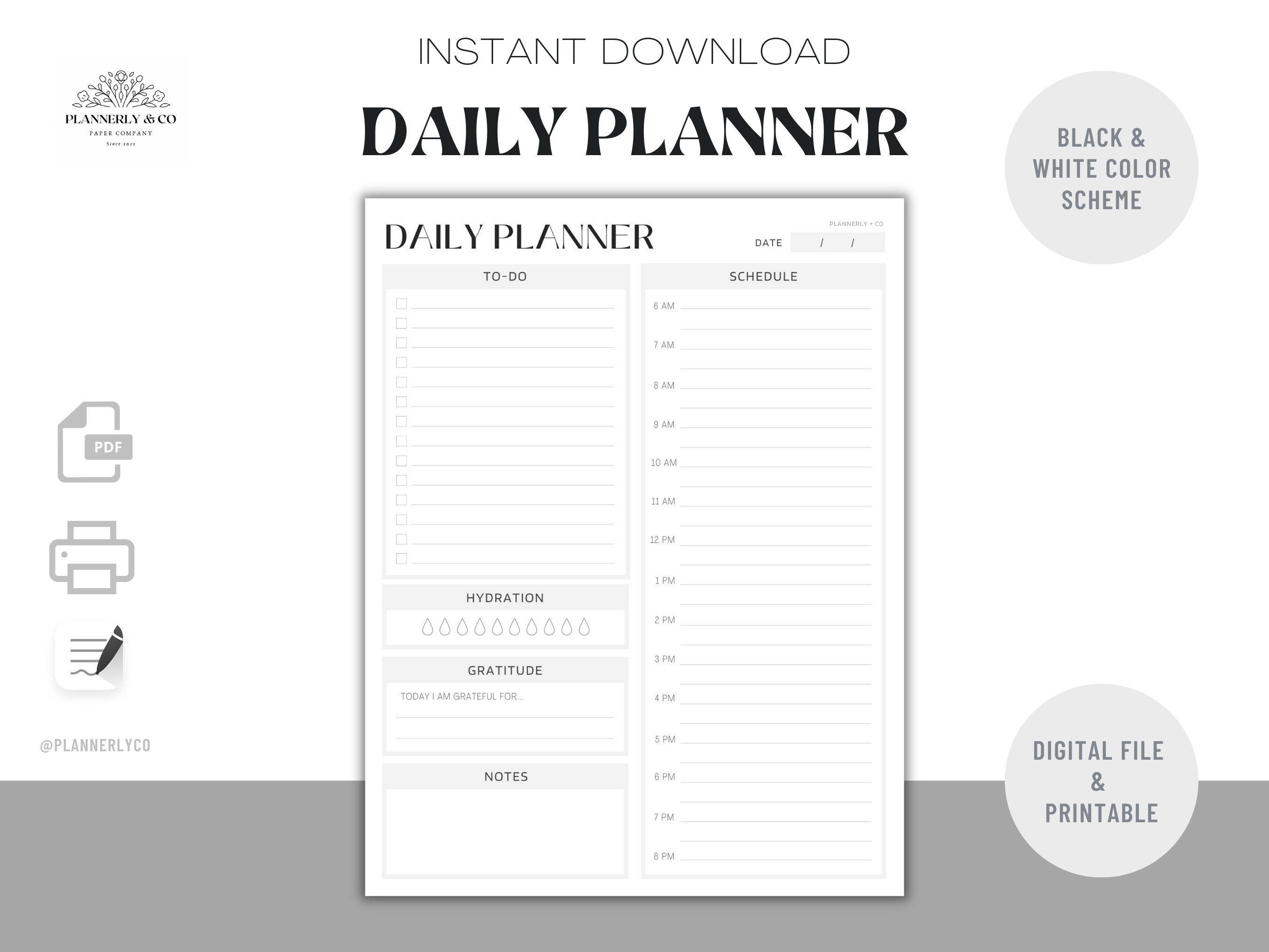 Editable Daily Planner Template - Instant Digital Download - PDF - Etsy