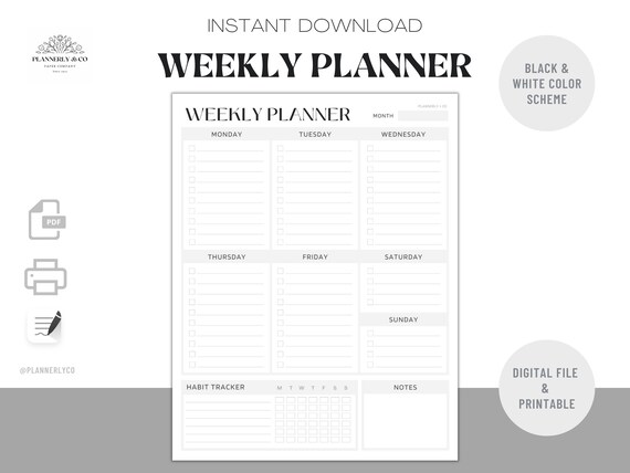 Editable Weekly Planner Template Instant Digital Download - Etsy