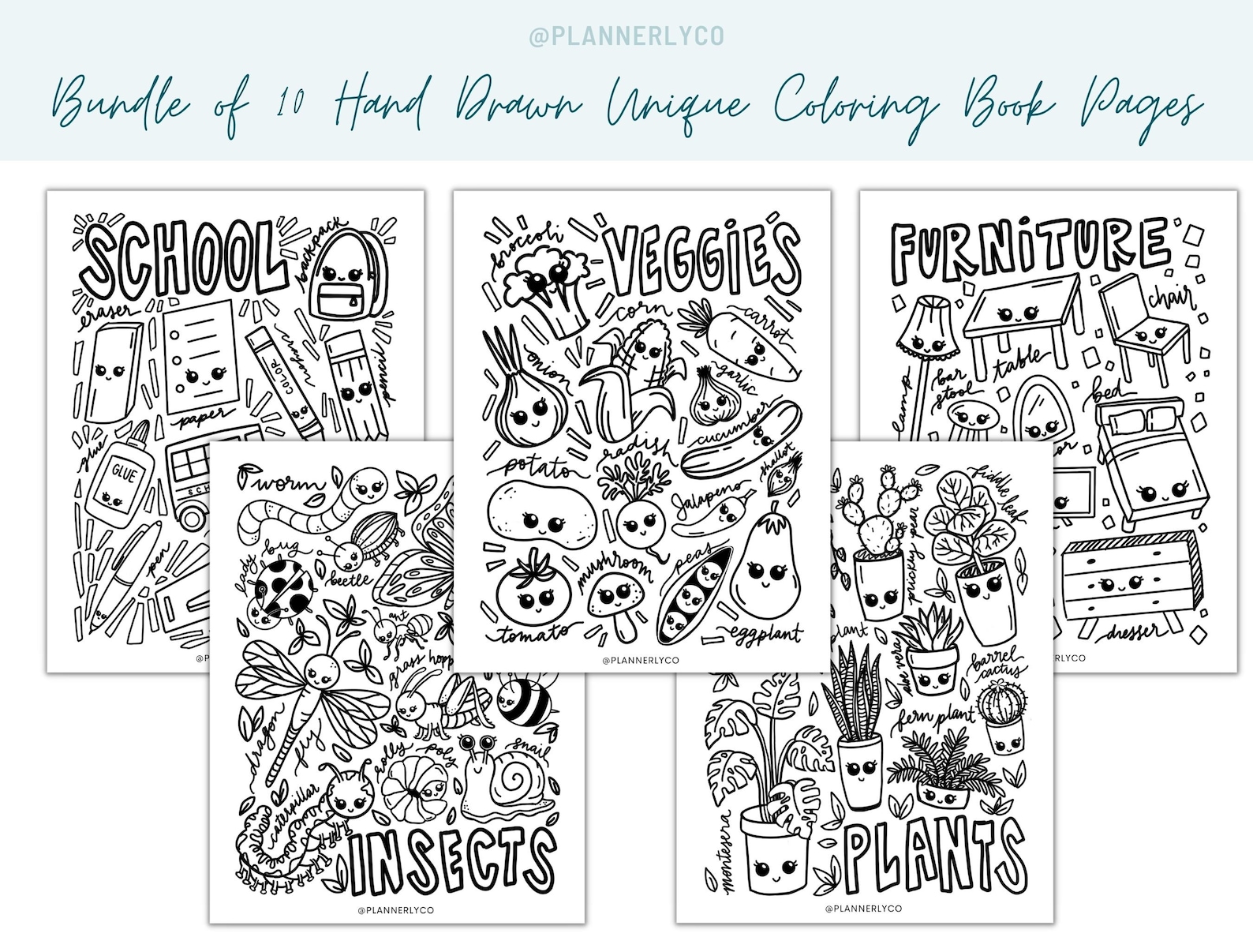 Digital Coloring Book Bundle - Printable Sheets PDF - Procreate ...