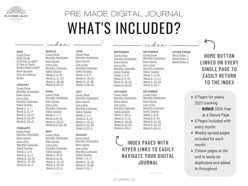 2024 Pre-made Digital Journal Digital Download - Etsy