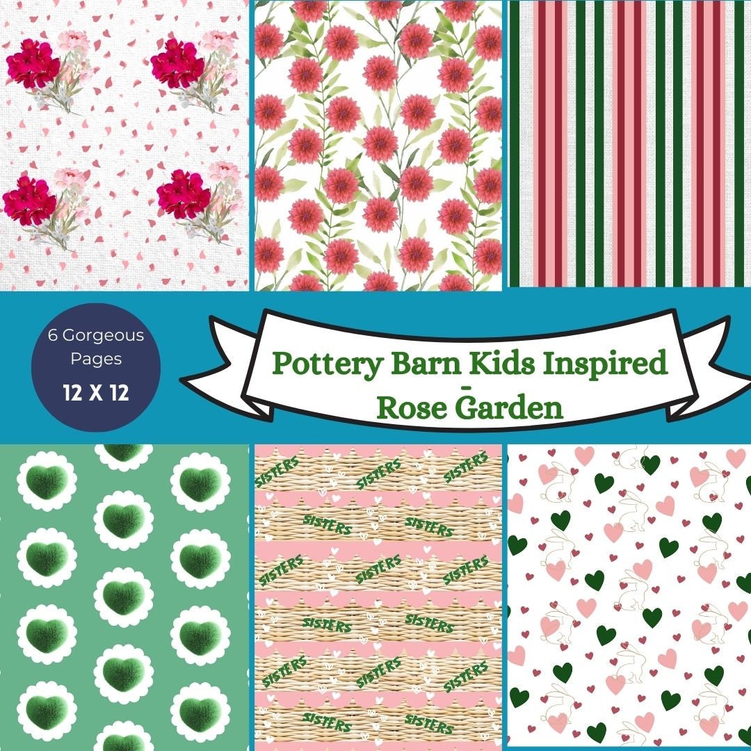 Pottery Barn Kids Inspired Paper - Rose Garden - Pottery Barn Seamless ...