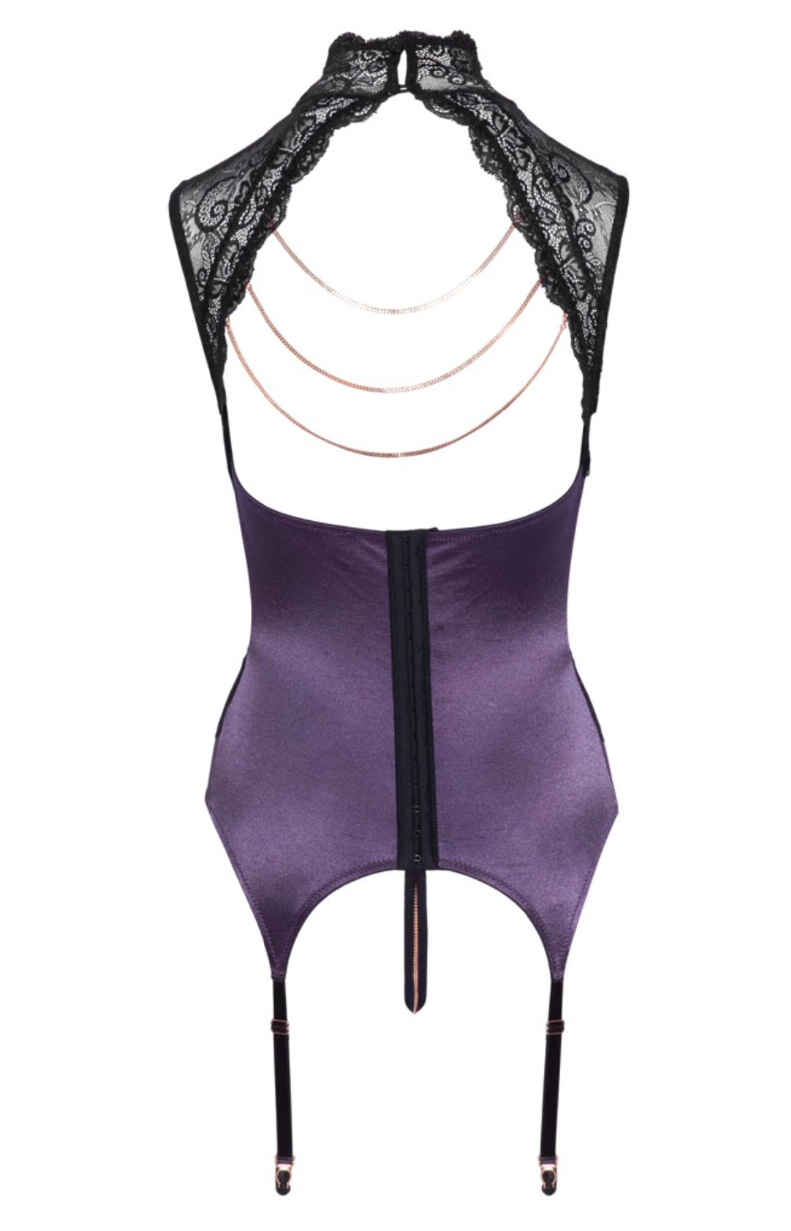 Purple Basque With Rose Gold Chain and Crotchless String | Etsy Canada