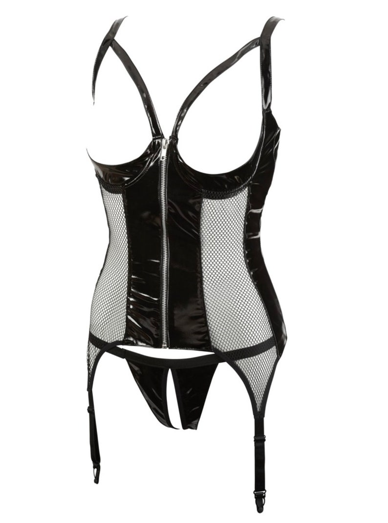 Fishnet and Vinyl Basque With Suspenders - Etsy