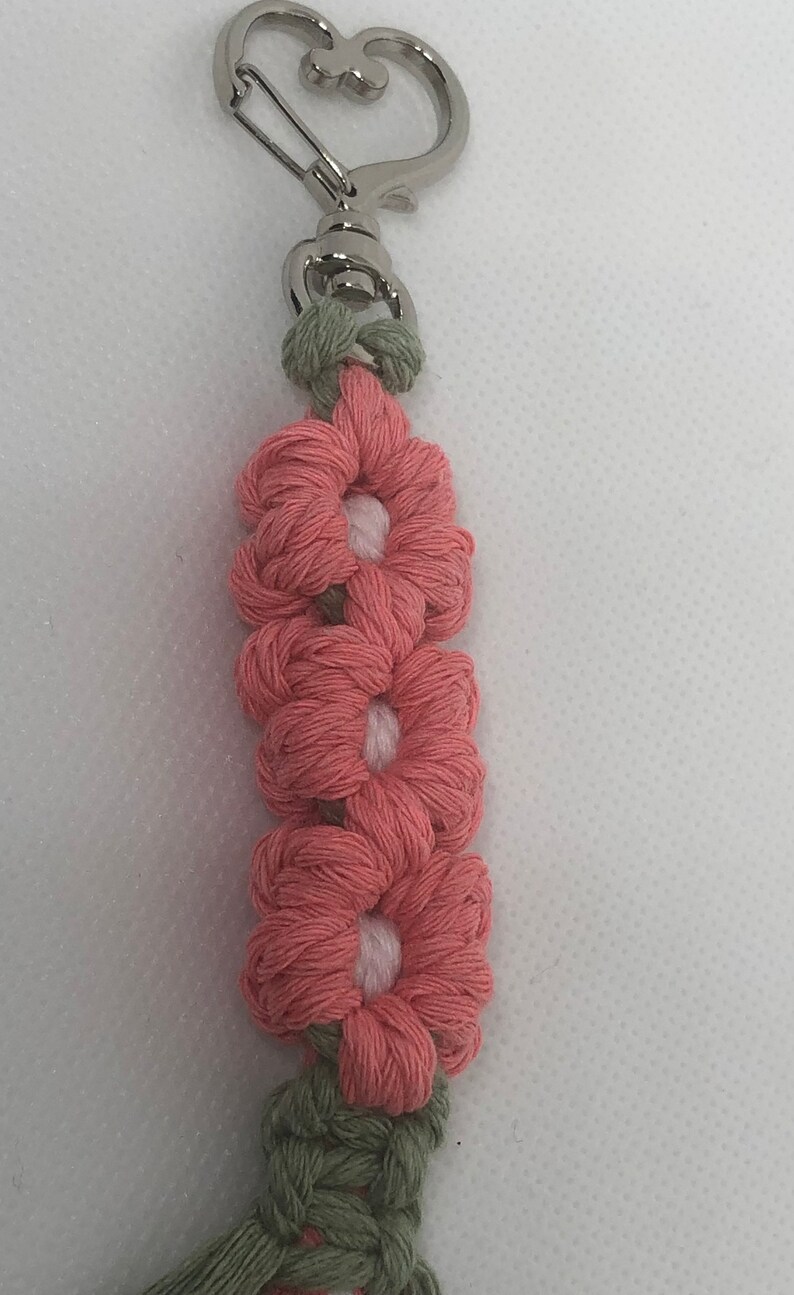Macrame Flower Keychain With Heart Clasp - Etsy