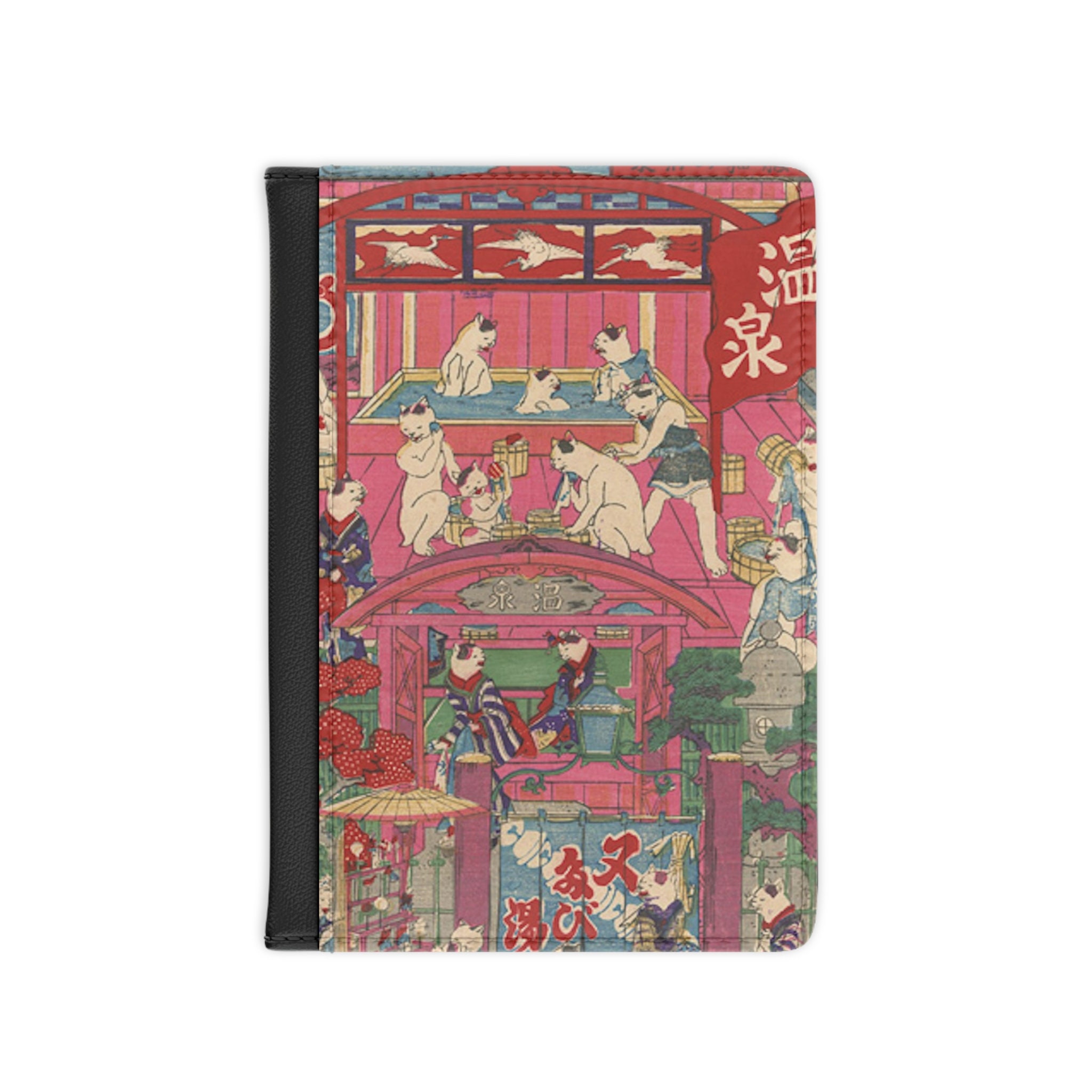 Japanese Onsen Cats Pink Passport Cover Passport Case Travel - Etsy