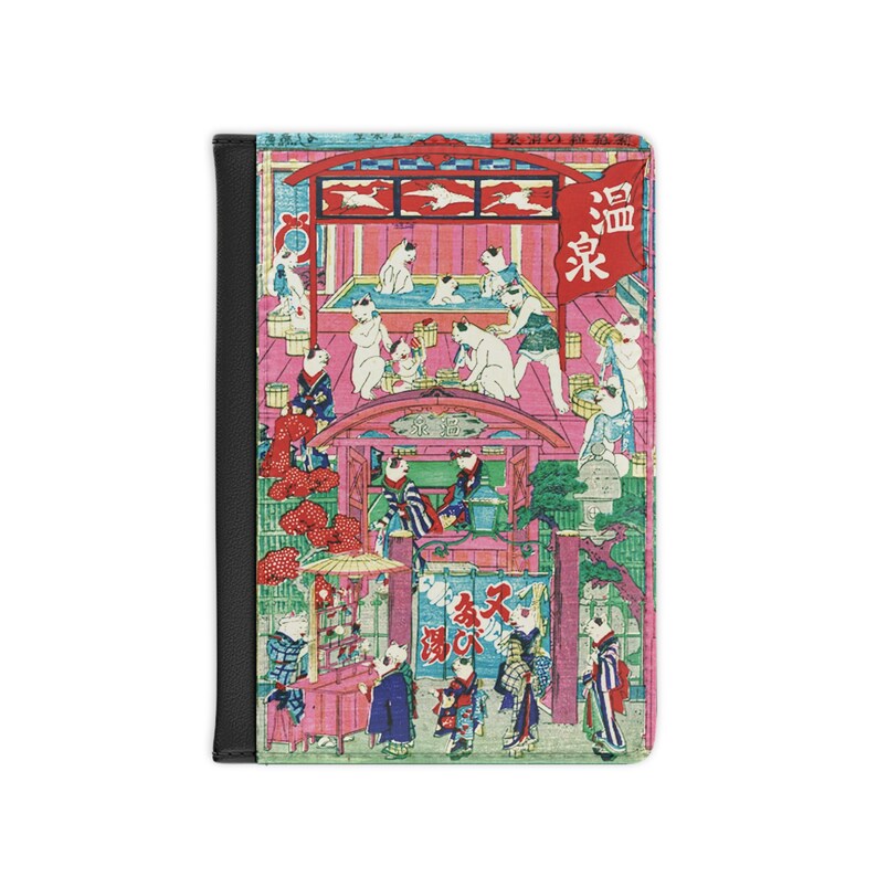 Japanese Onsen Cats Pink Passport Cover Passport Case Travel - Etsy