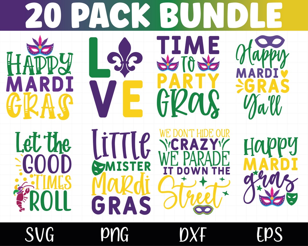 Mardi Gras SVG Bundle, Mardi Gras Clipart, Fat Tuesday Svg, Mardi Gras ...
