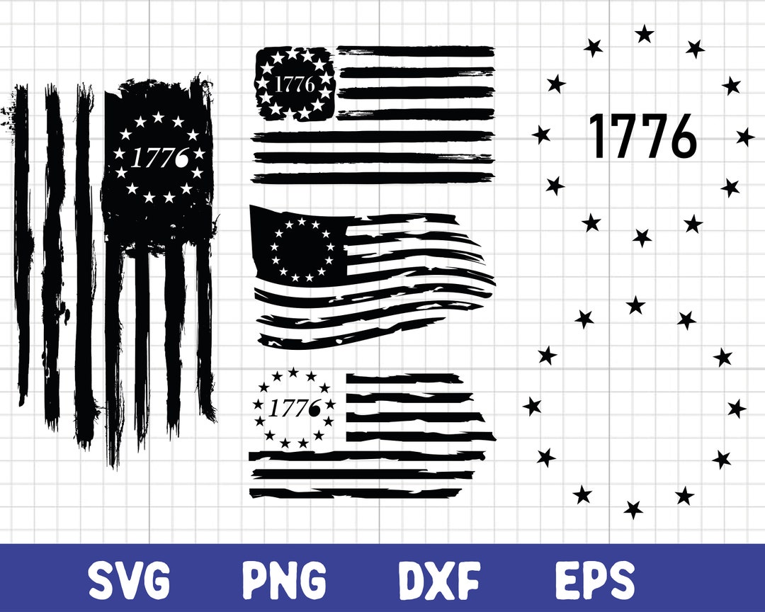 1776 Svg, 13 Stars Svg in Circle, Distressed Usa Flag Svg Bundle ...