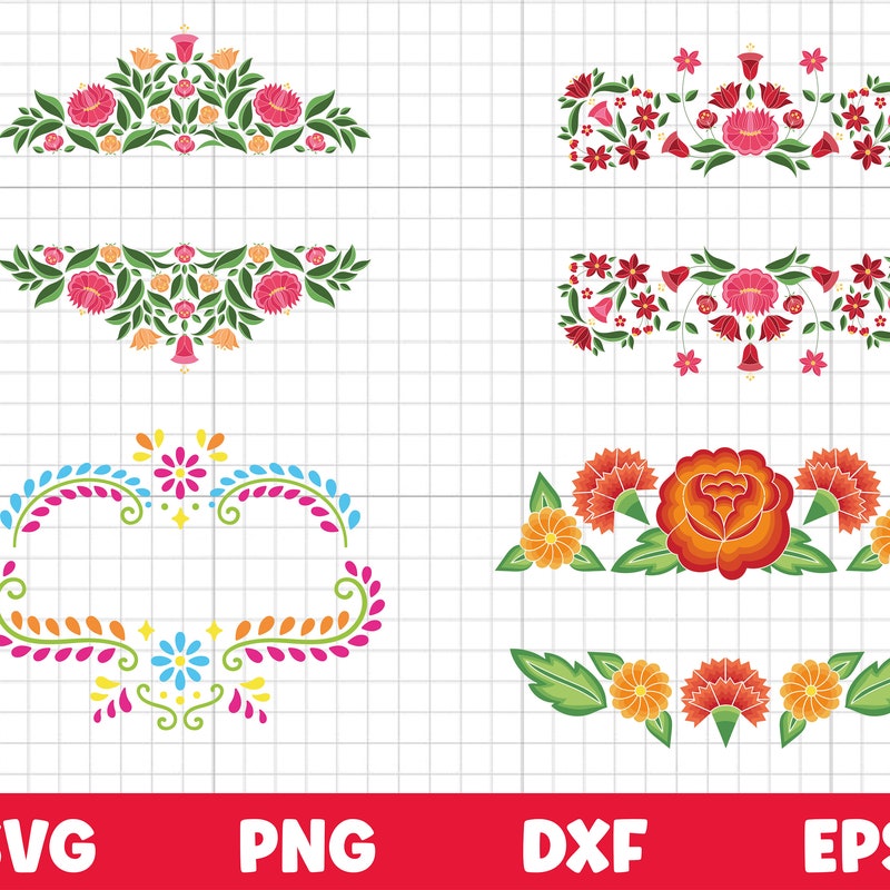 Mexican Flowers Clipart - Etsy