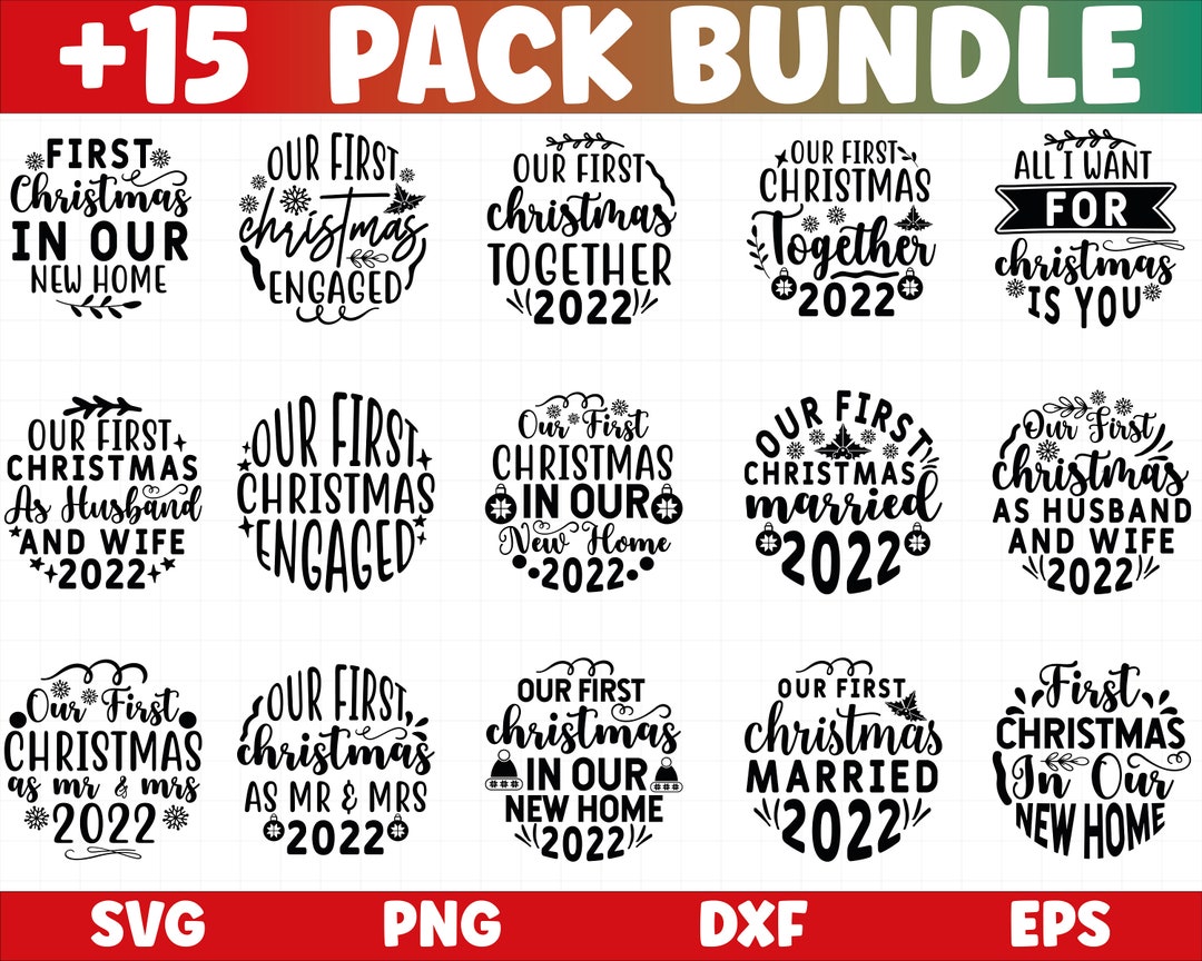 Our First Christmas Ornament SVG Bundle Hand Lettered, First Christmas ...