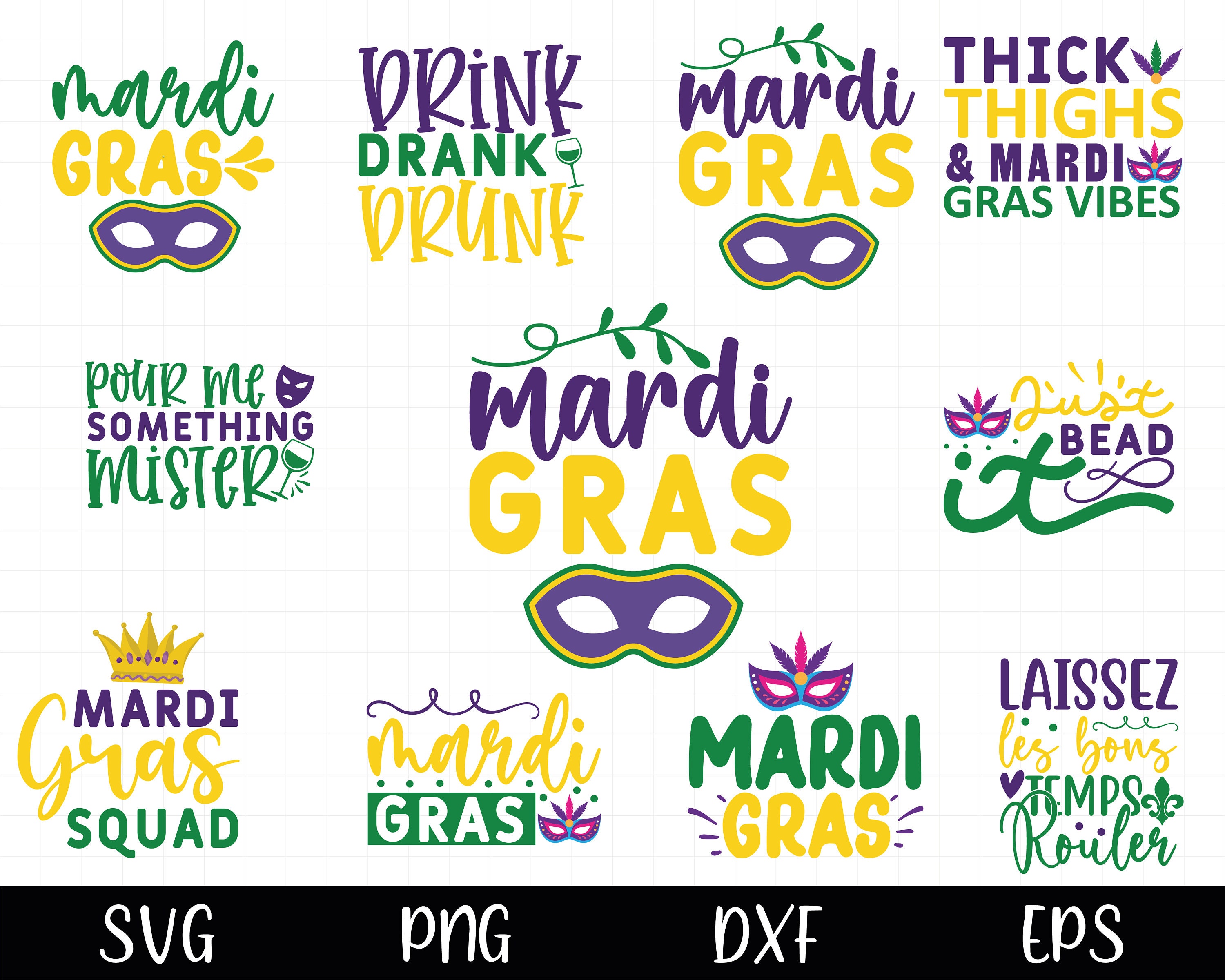 Mardi Gras SVG Bundle Mardi Gras Clipart Fat Tuesday Svg - Etsy