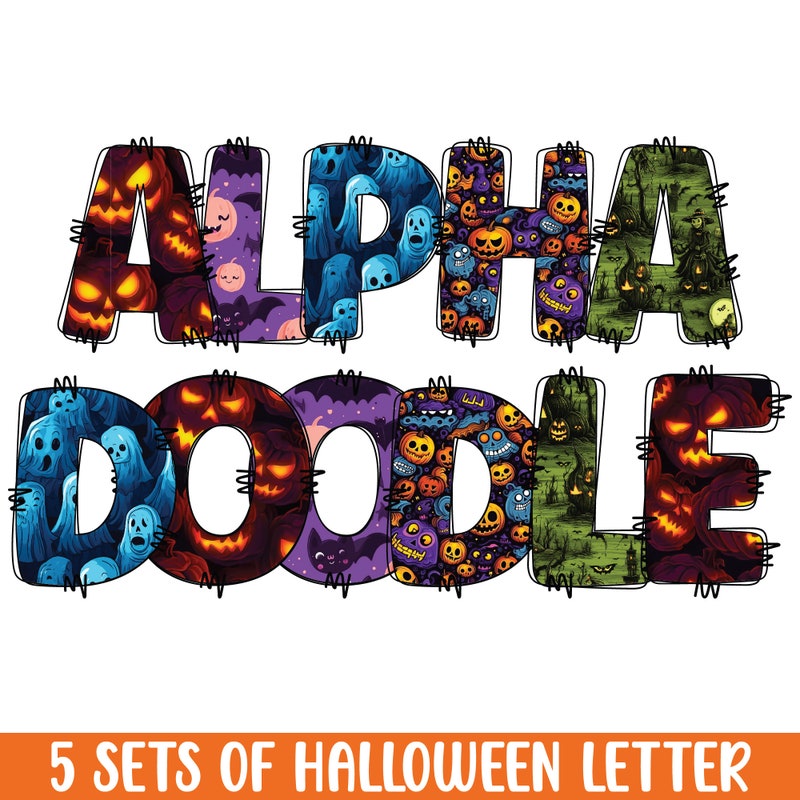 Halloween Doodle Alphabet - Etsy