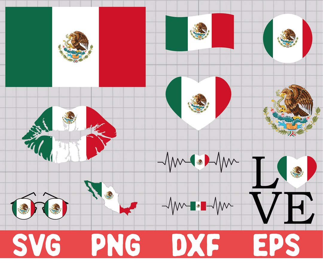 Mexico Svg Mexico Flag Svg Bundle Heart Lips Glasses - Etsy