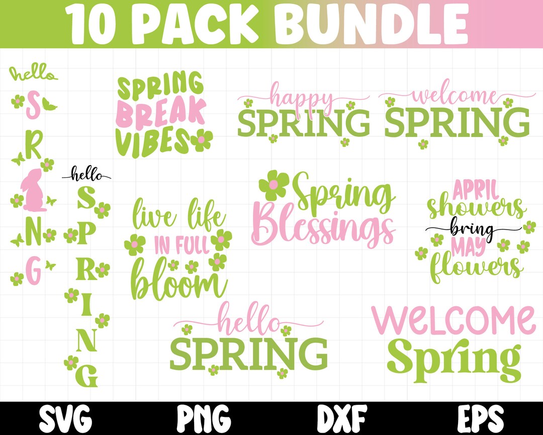 Spring SVG Bundle, Hello Spring Svg, Flower Svg, Spring Porch Sign Svg ...