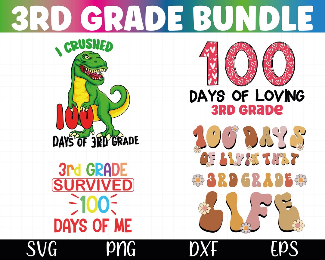 3rd Grade SVG Bundle, 100 Days of School Svg, Teacher 3rd Grade SVG ...