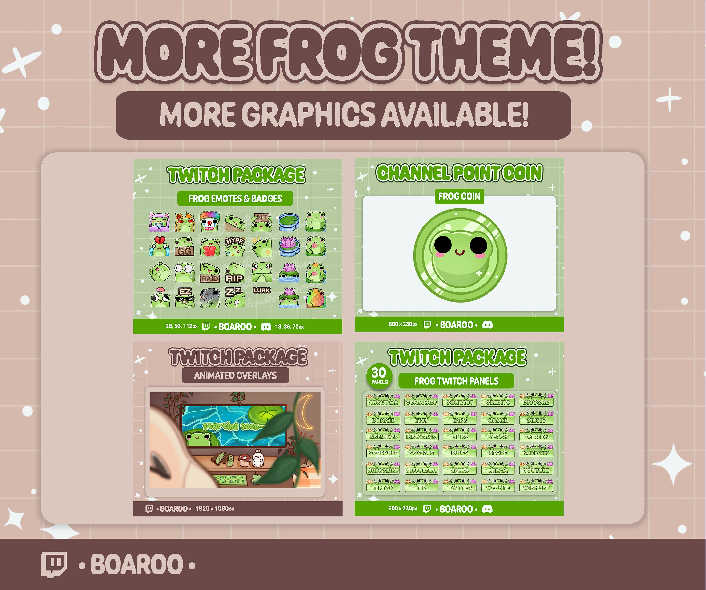 HUGE Twitch Package: Kawaii Frog Theme 8 Sub / Bit Badges 5 - Etsy ...