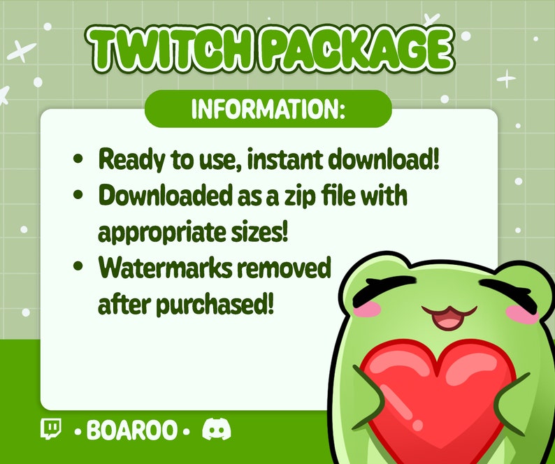 HUGE Twitch Package: Kawaii Frog Theme 8 Sub / Bit Badges, 5 Animated ...