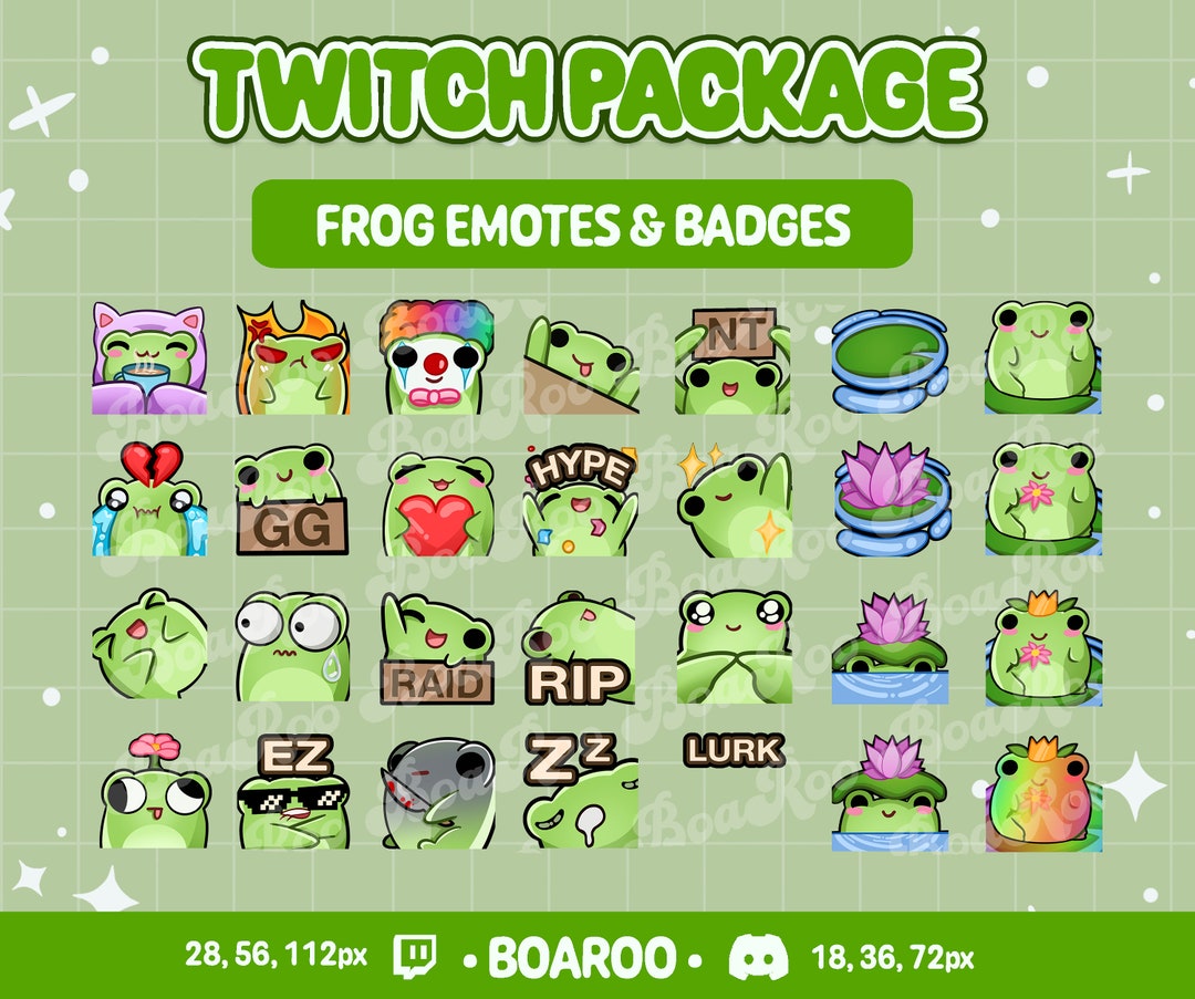 HUGE Twitch Package: Kawaii Frog Theme | 8 Sub / Bit Badges, 5 Animated ...