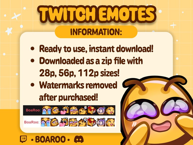 8x Cute Bee Emotes - Twitch, Discord, Youtube - Etsy