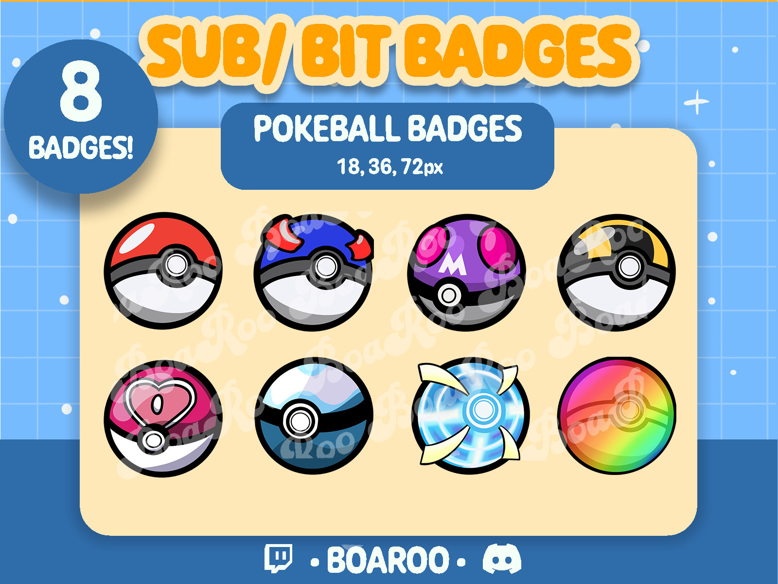 8x Pokeball Sub / Bit Badges for Twitch - Etsy